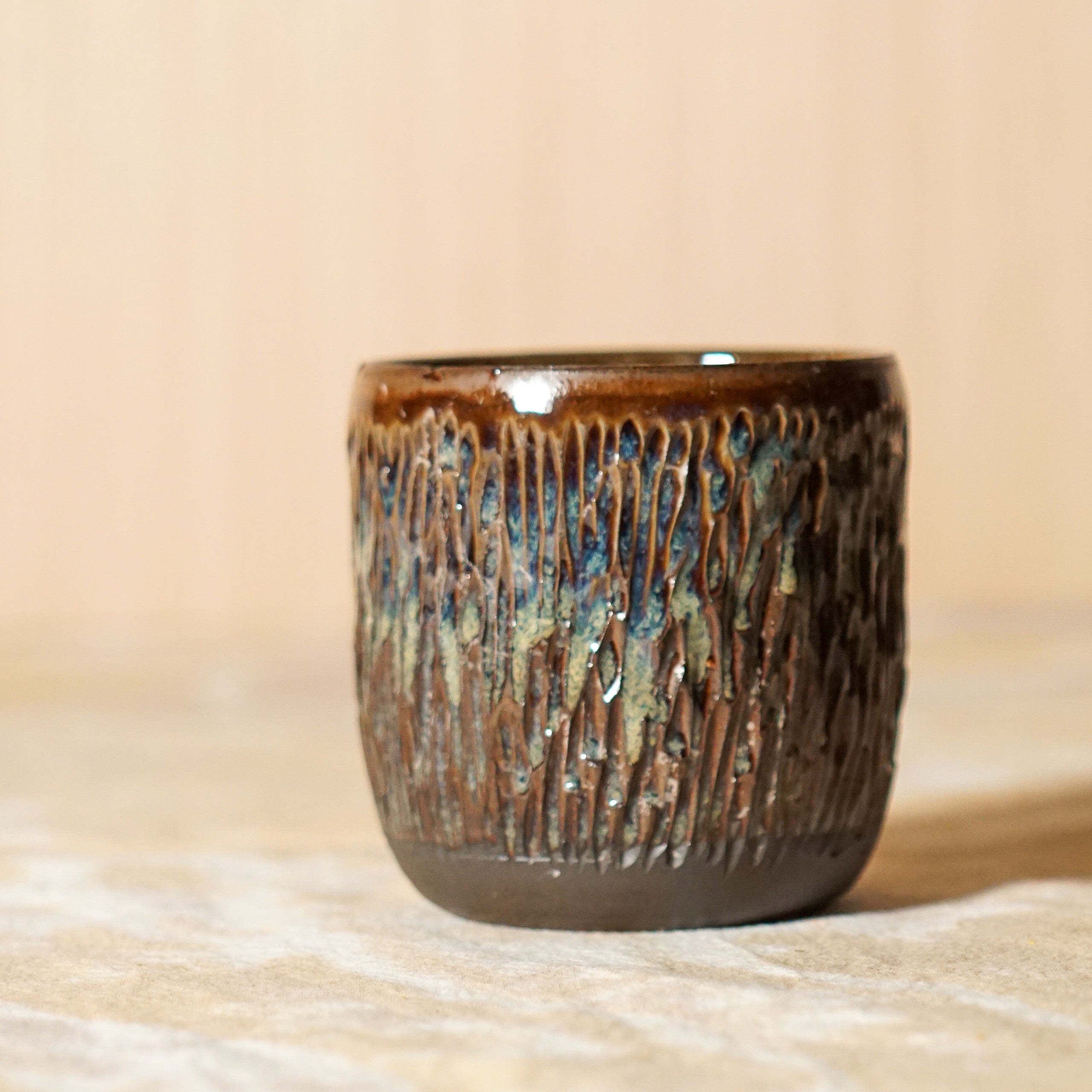 Tree Bark Cup | Handmade Ceramic Carved Cup | Overbrook Clay